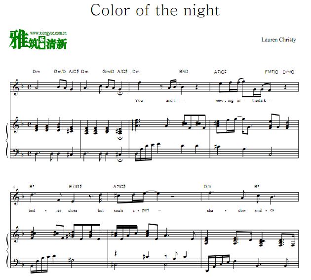 Lauren Christy Color Of The Night歌谱 钢琴弹唱谱 雅筑清新个人博客 雅筑清新乐谱